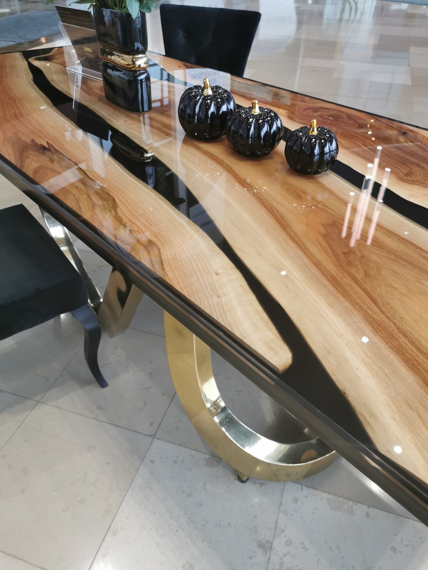Stylish epoxy resin dining and coffee table