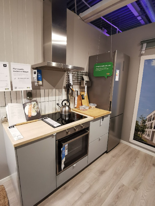 IKEA VEDDINGE Grey Kitchen – A Sleek Scandinavian Design with Open Shelving